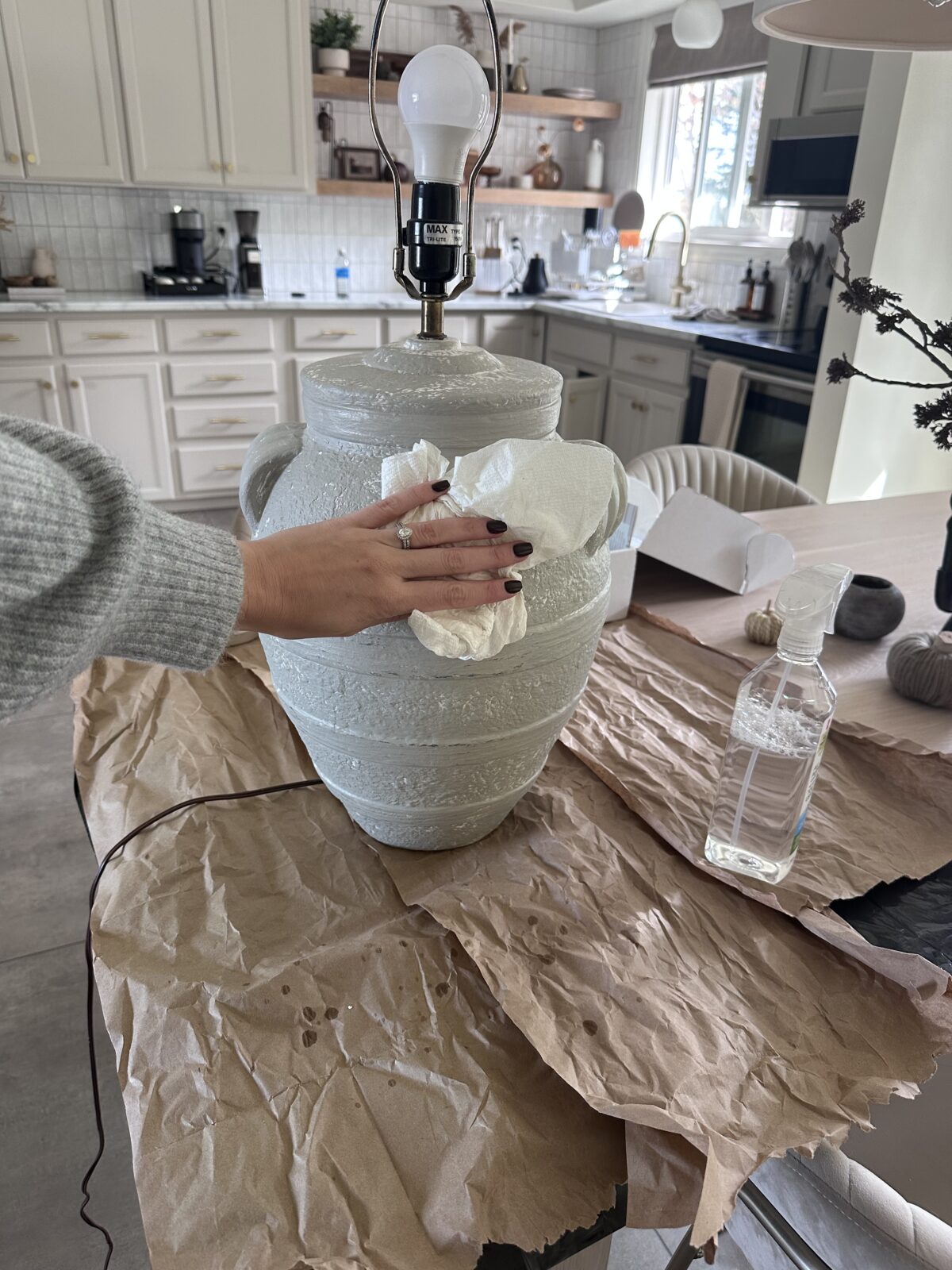 Thrifted Lamp Makeover: $20 Marketplace Find into a Modern Stone Lamp
